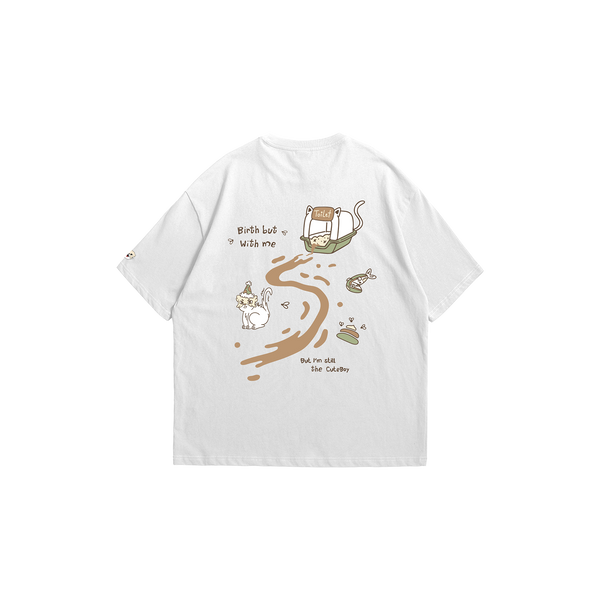POO POO Cat [WHITE] T-Shirt – CuteBoy Shop